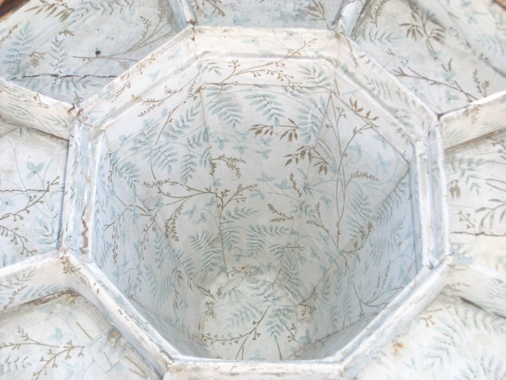 Antique Burr Walnut Trumpet Base Sewing Work Table